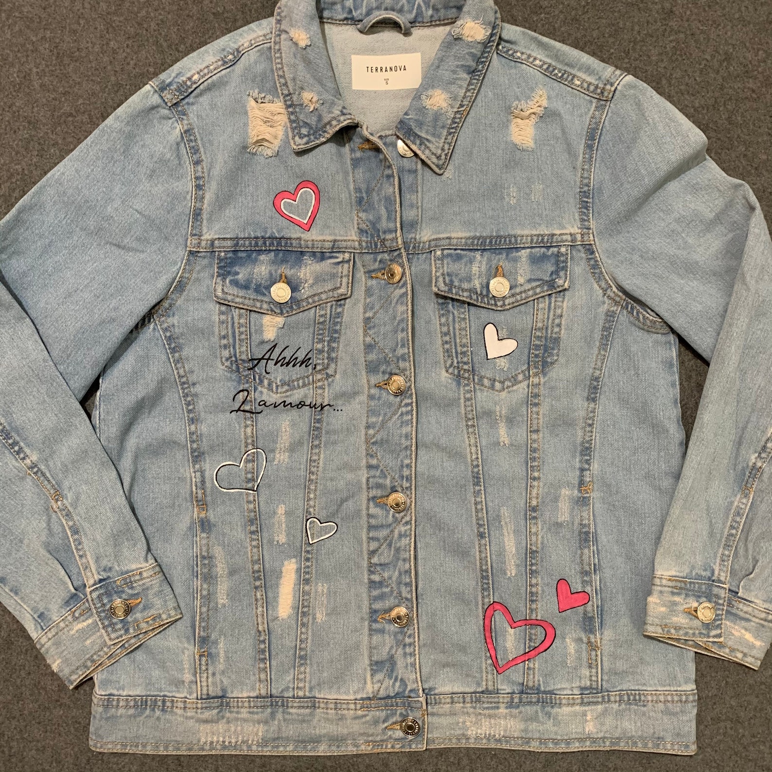 Pepe Le Pew Hand Painted Oversized Jean Jacket, Disney Custom Denim ...