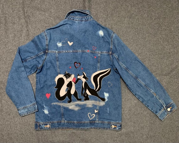 Pepe Le Pew Hand Painted Oversized Jean Jacket Disney Custom | Etsy