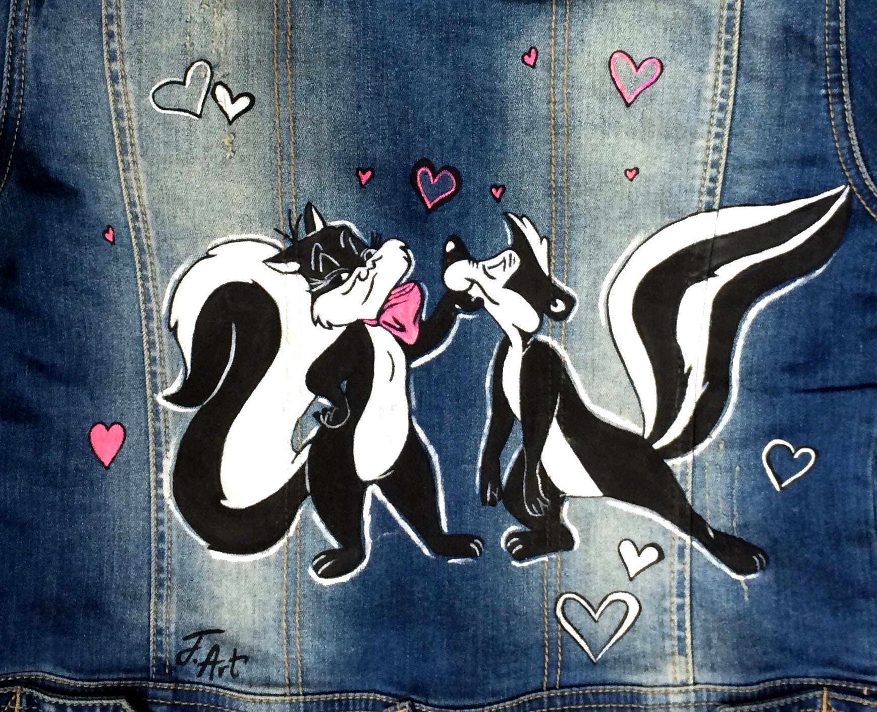 Pepe Le Pew Hand Painted Oversized Jean Jacket, Disney Custom Denim ...