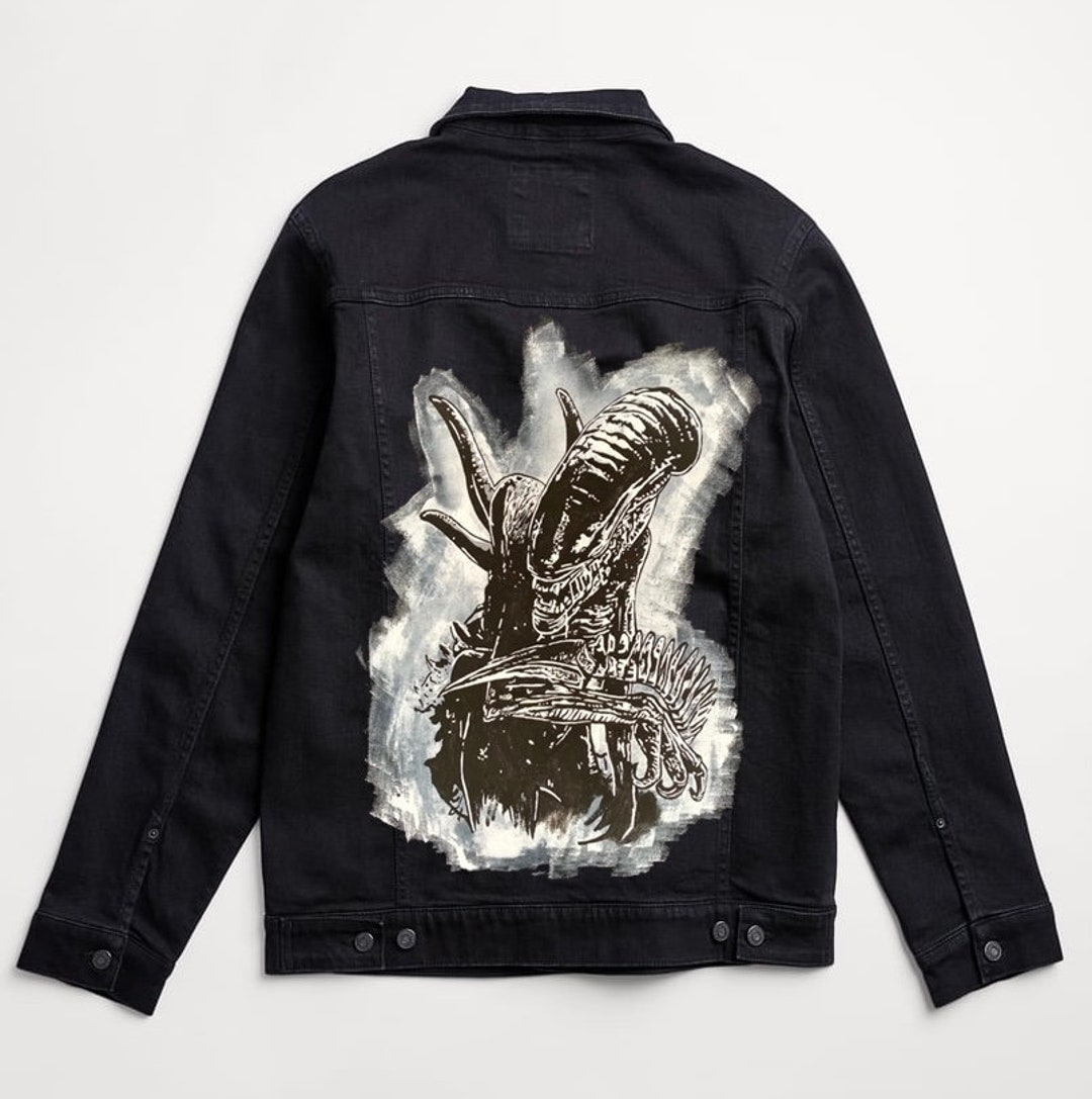 Alien 1979 Custom Hand Painted Denim Jacket Aliens Ridley Scott Movie ...