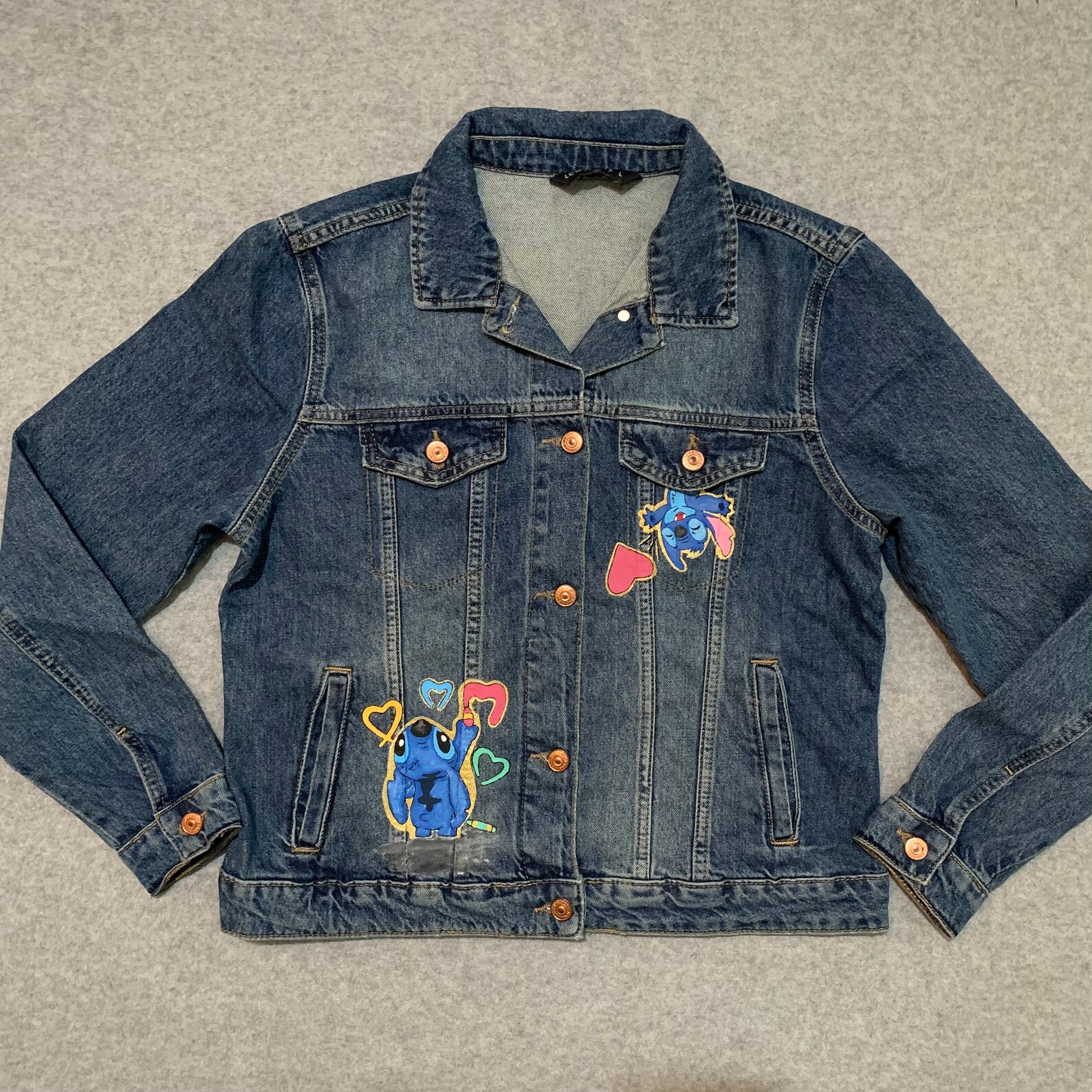 Custom Hand Painted Denim Jacket Disney Lilo & Stitch Disney | Etsy