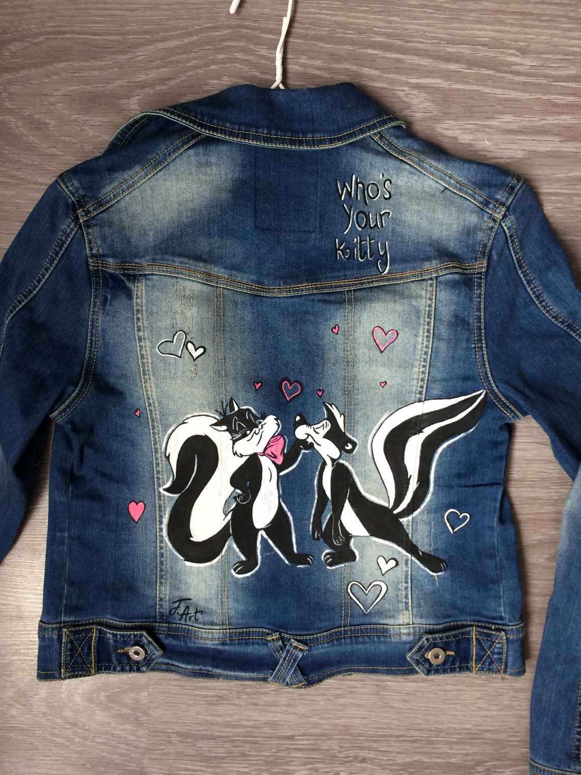 Pepe Le Pew Hand Painted Oversized Jean Jacket, Disney Custom Denim ...