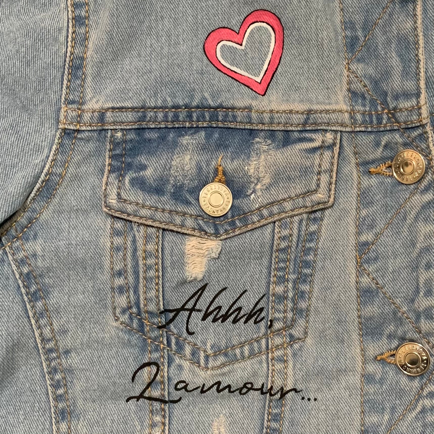 Pepe Le Pew Hand Painted Oversized Jean Jacket, Disney Custom Denim ...