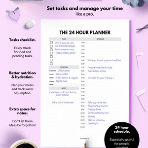 24 Hour Planner / Daily Planner Printable / 24h Daily Printable / 24H ...
