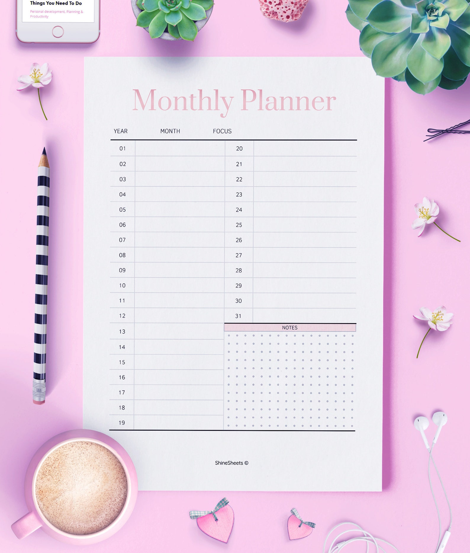 A5 Monthly Planner / Month on a Page Printable A5 / Monthly | Etsy