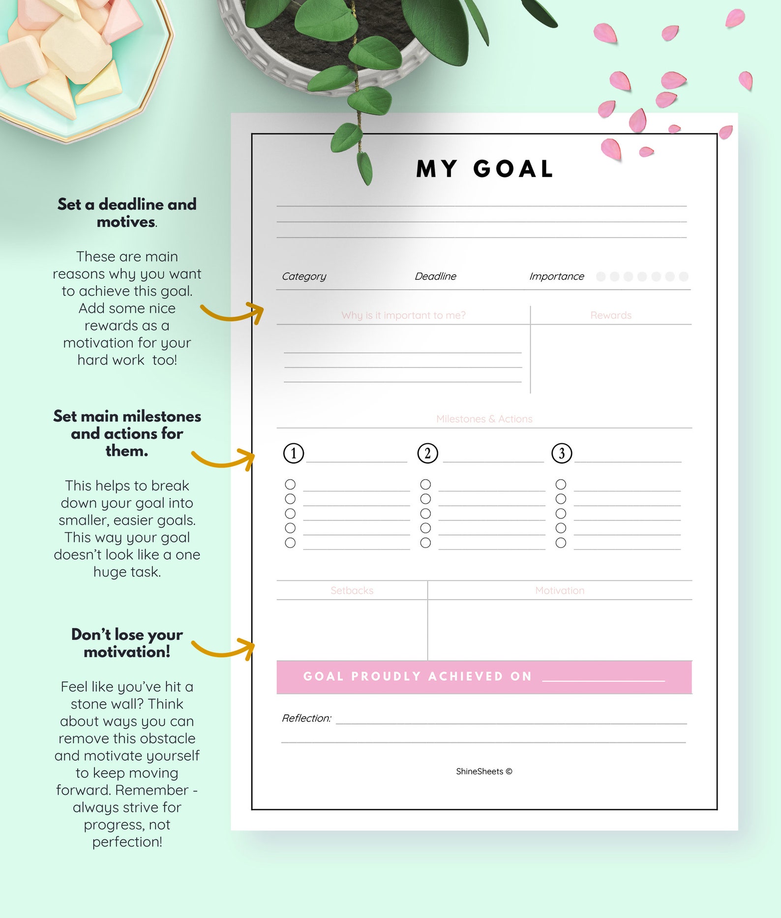 Goal planner printable / Goal setting / Goals Planner / Goal | Etsy