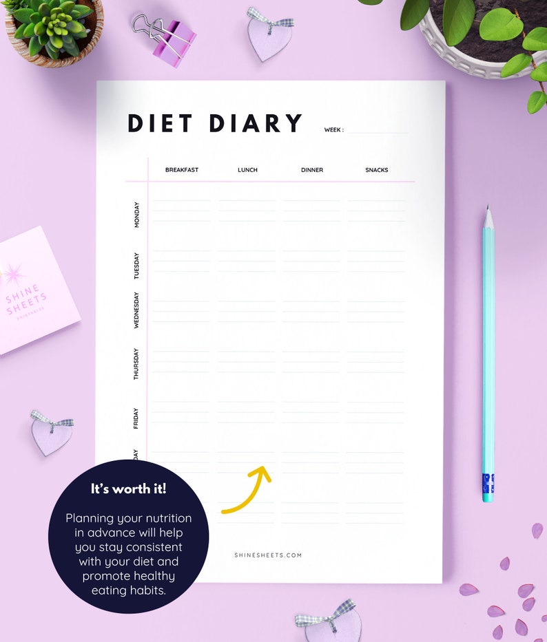 Diet Diary / Food Tracker / Food Diary / Food Journal / Food Log / Food ...
