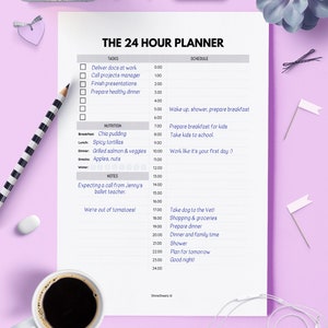 24 Hour Planner / Daily Planner Printable / 24h Daily Printable / 24H ...