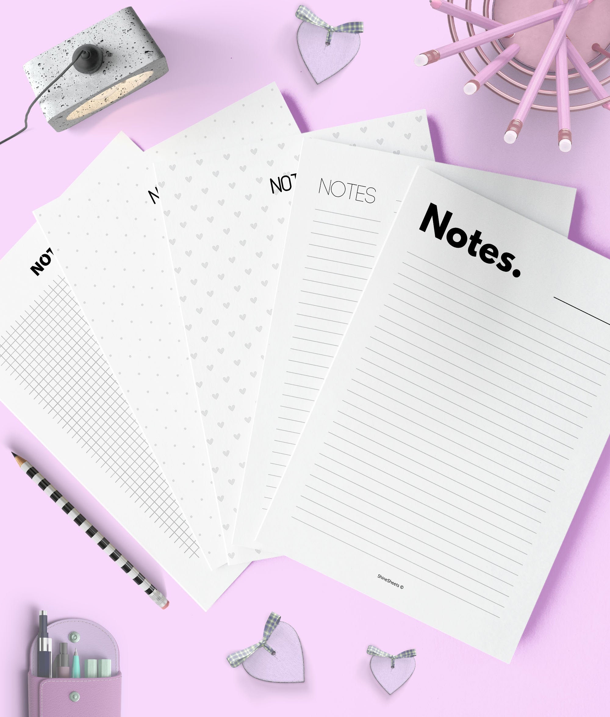 A5 PRINTABLE Planner Note Pages Inserts To Do List Note Paper Pink Grey ...