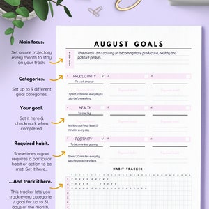 Goal Planner Printable / Monthly Goals / Goal Setting / Goal Planning ...