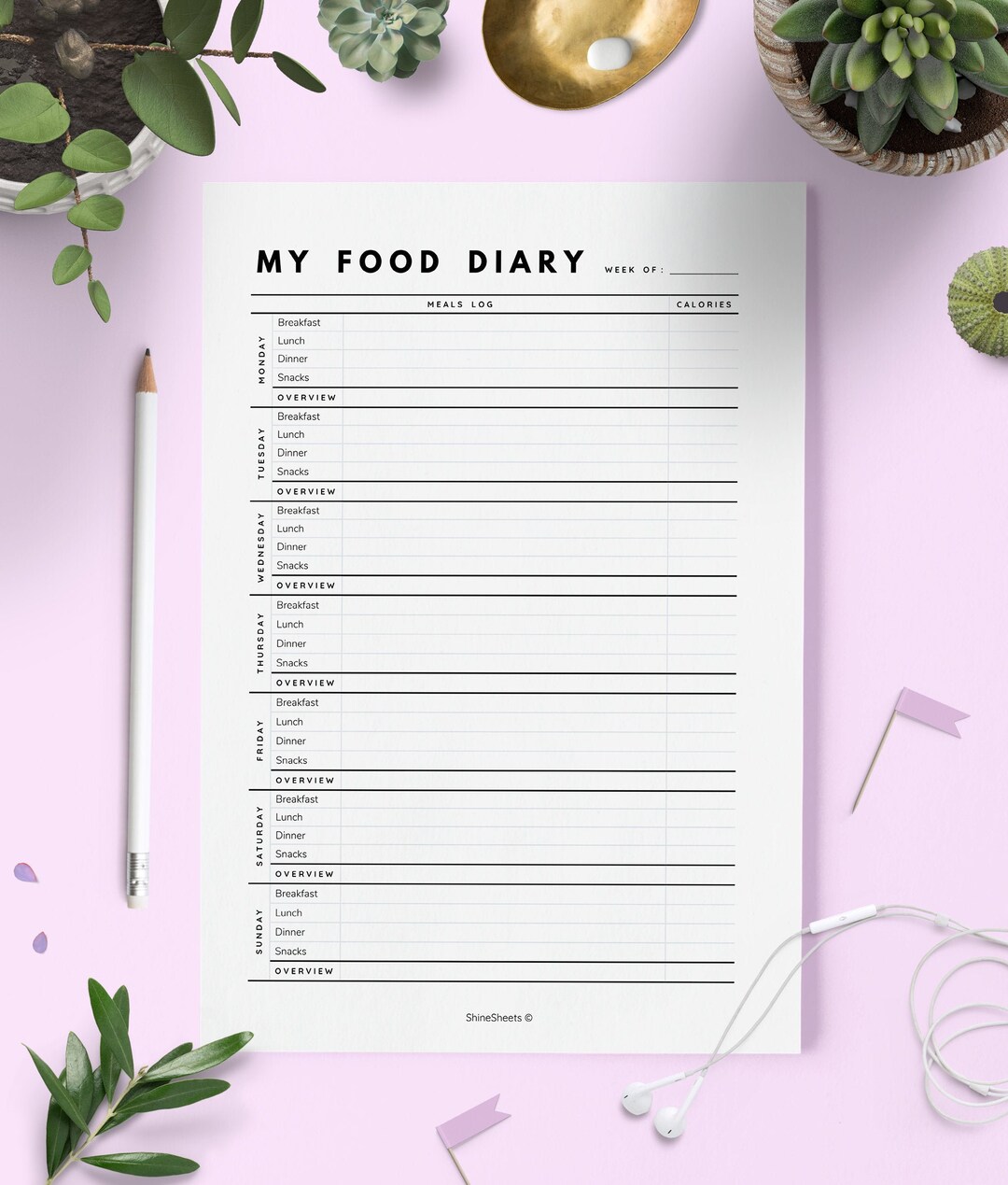 Food Diary / Food Tracker / Diet Diary / Food Journal / Food Log / Food ...