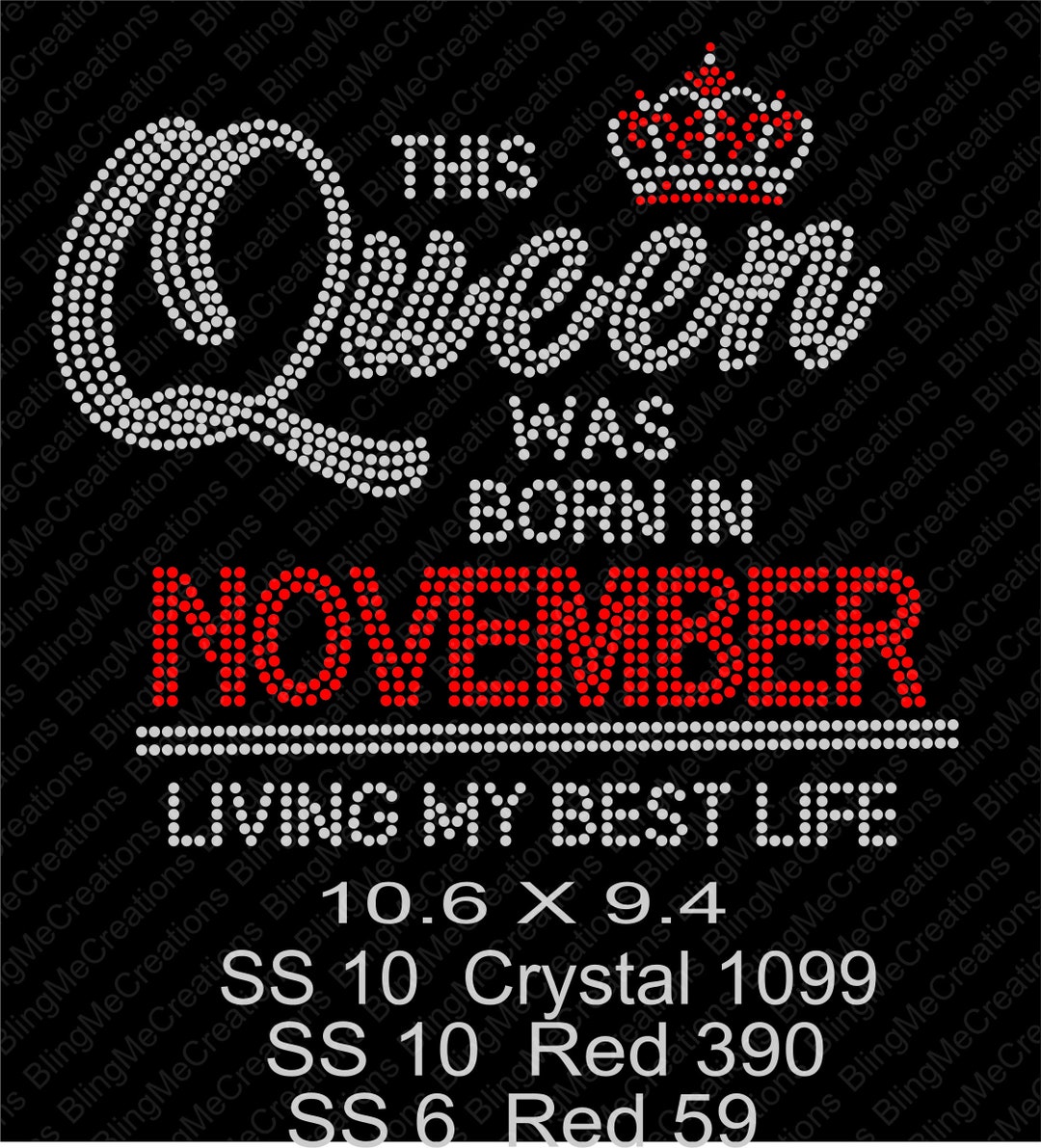 November Birthday Queen Rhinestone SVG, PNG, EPS (digital Download) - Etsy