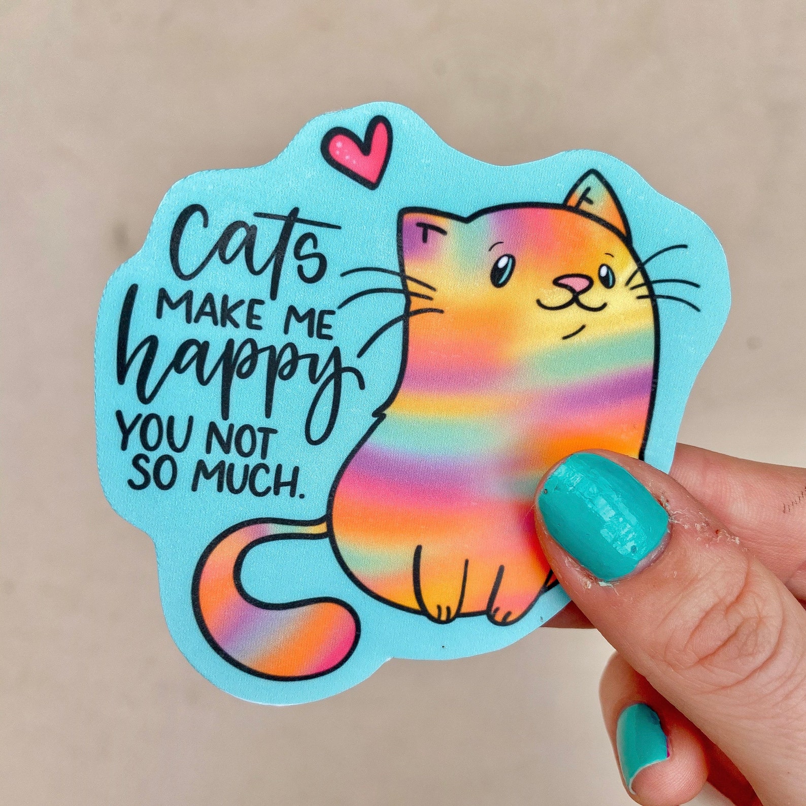 Rainbow Cat Sticker Cats Make Me Happy Sticker Handmade | Etsy