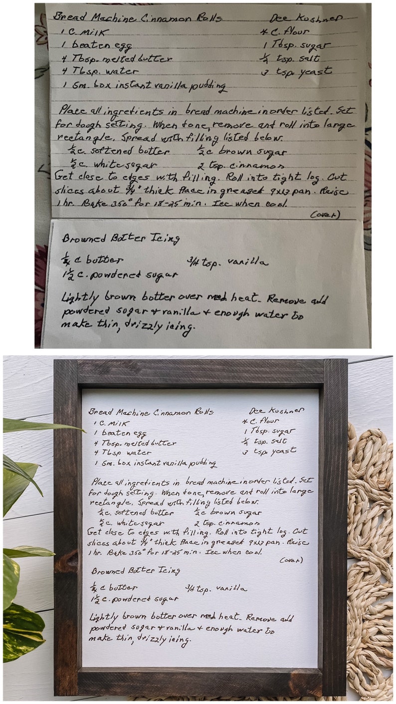 Handwritten Recipe Sign Laser Engraved Handwriting Sign | Etsy