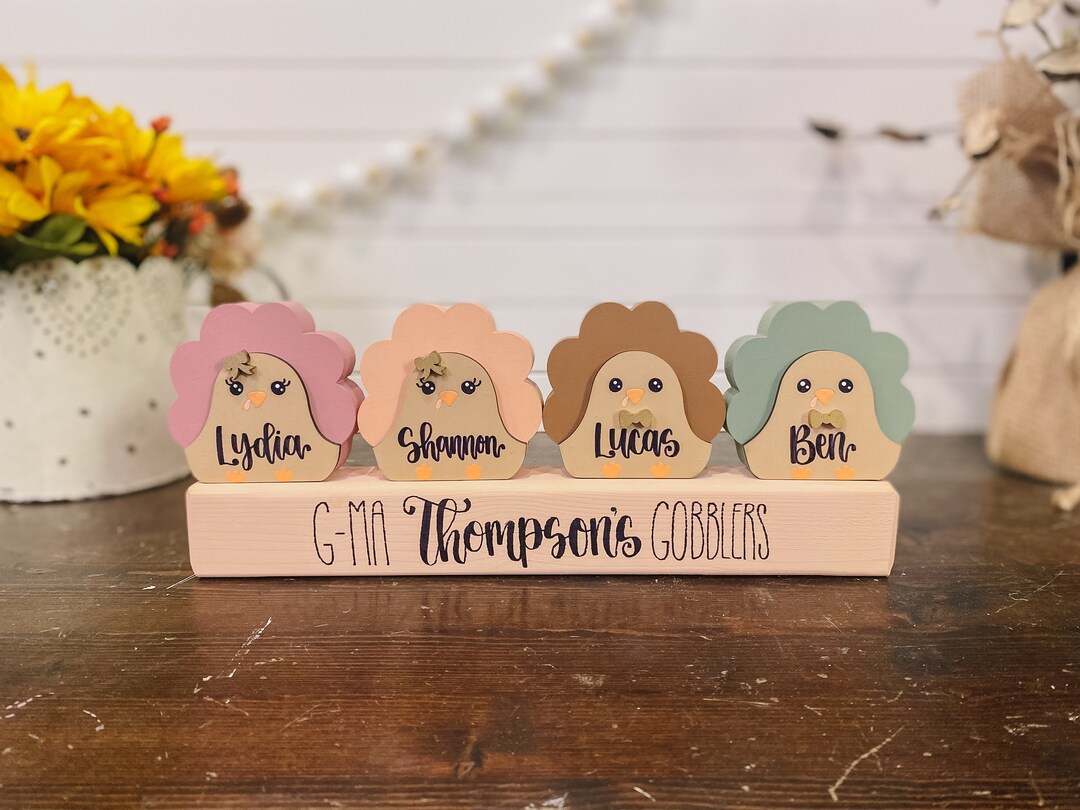 Personalized Turkey Block - Chunky Wood Turkey Blocks - Custom ...