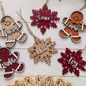 Custom 3D Gingerbread/snowflake Stocking Tags/gift Tags - 4” Christmas ...