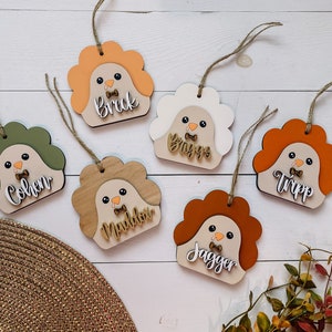 Custom Turkey Name Tags - 3D Wooden Laser Cut Name Tags - Personalized ...