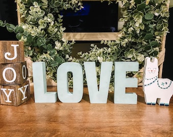 Personalize Block Letters With Burlap Family Name Blocks Farmhouse ...