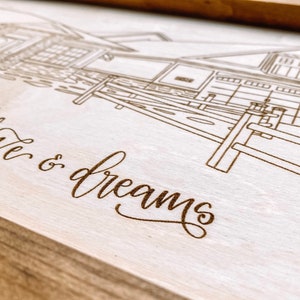 Custom Hand Drawn House Sign - Wood Engraved House Portrait ...