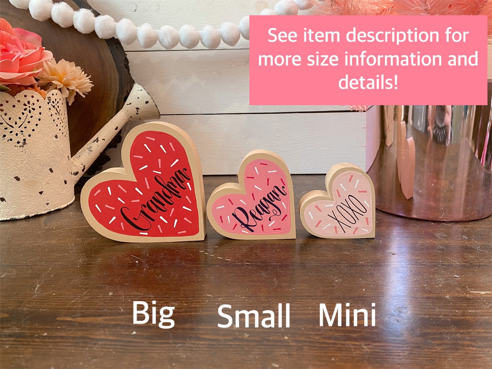 Personalized Valentine Heart Cookie Block Wooden Heart Blocks Custom ...