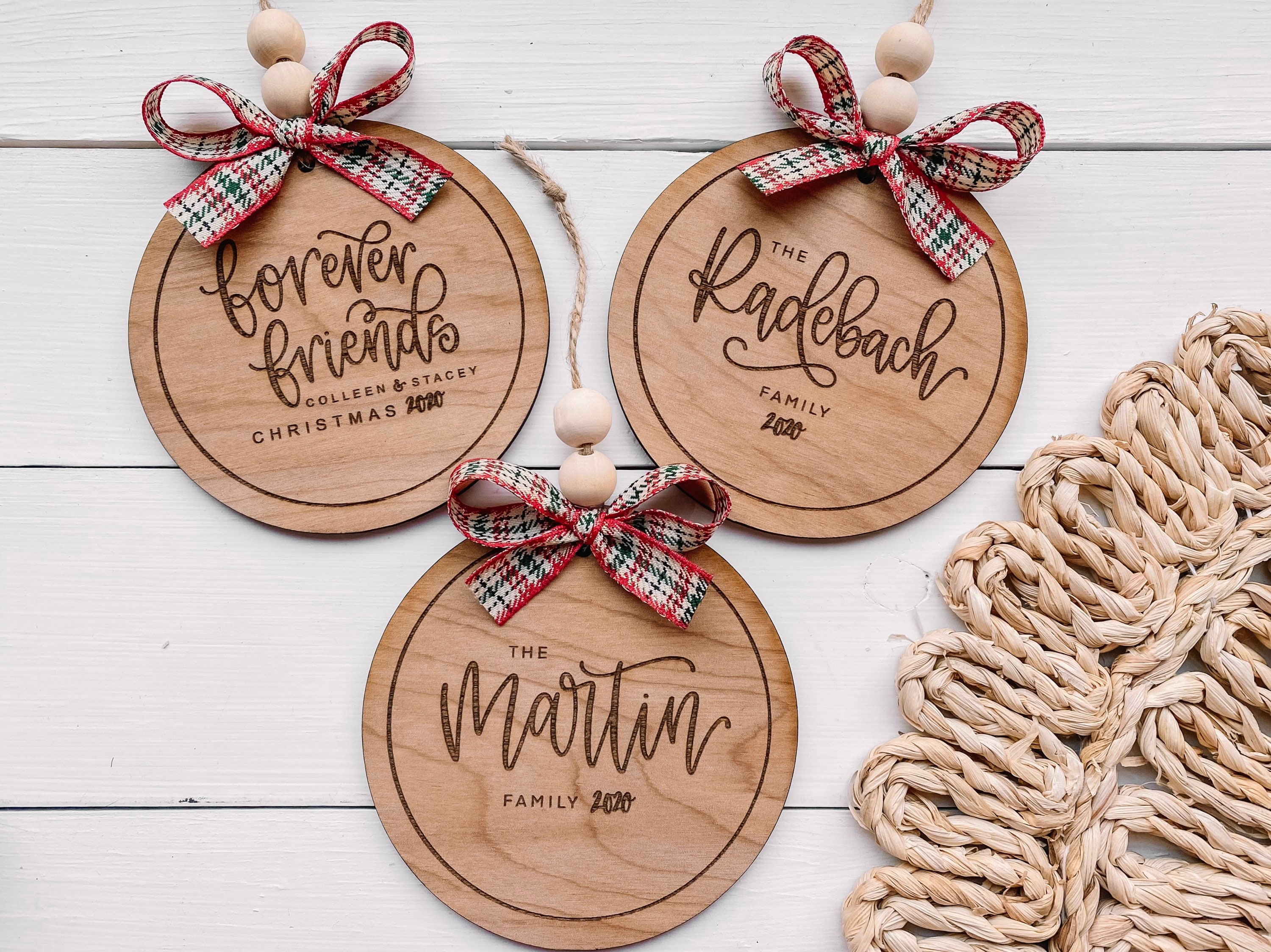 Custom Engraved Names Christmas Ornament 4.5 Round - Etsy