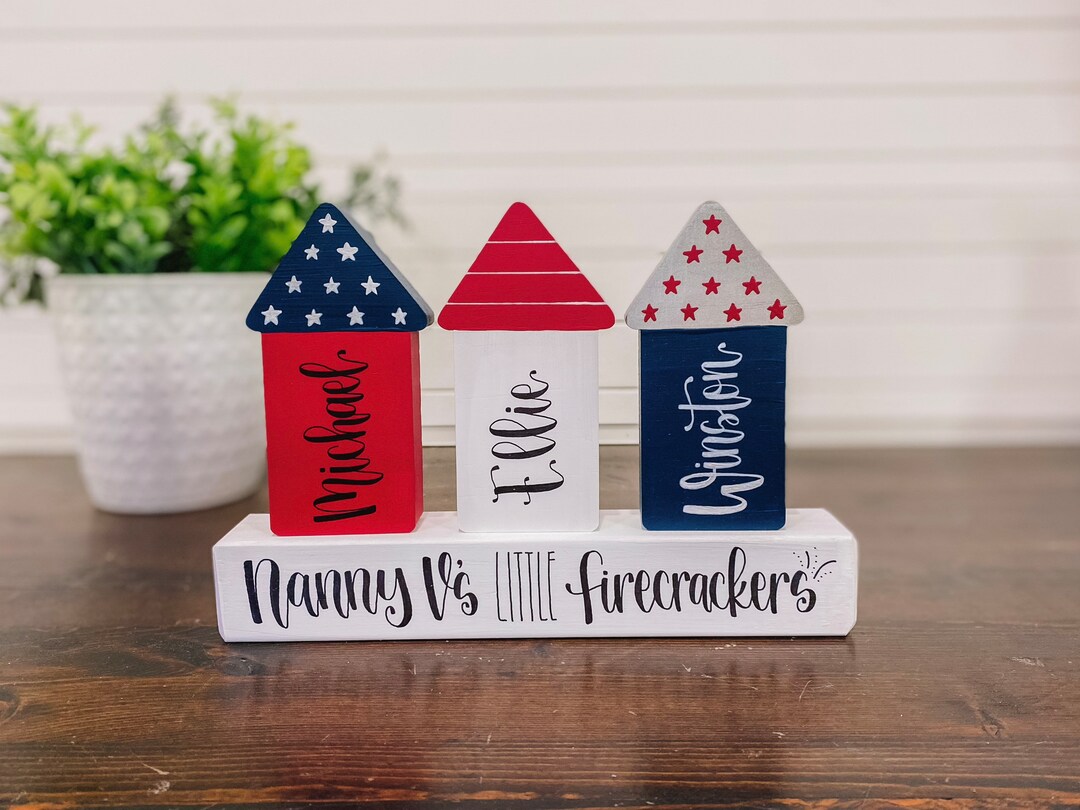 Custom Firecracker Block Custom 4th of July Decor Chunky Wooden ...