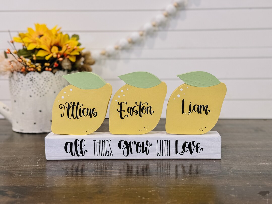 Personalized Lemon Block - Chunky Wooden Lemon Family - Custom Seasonal ...