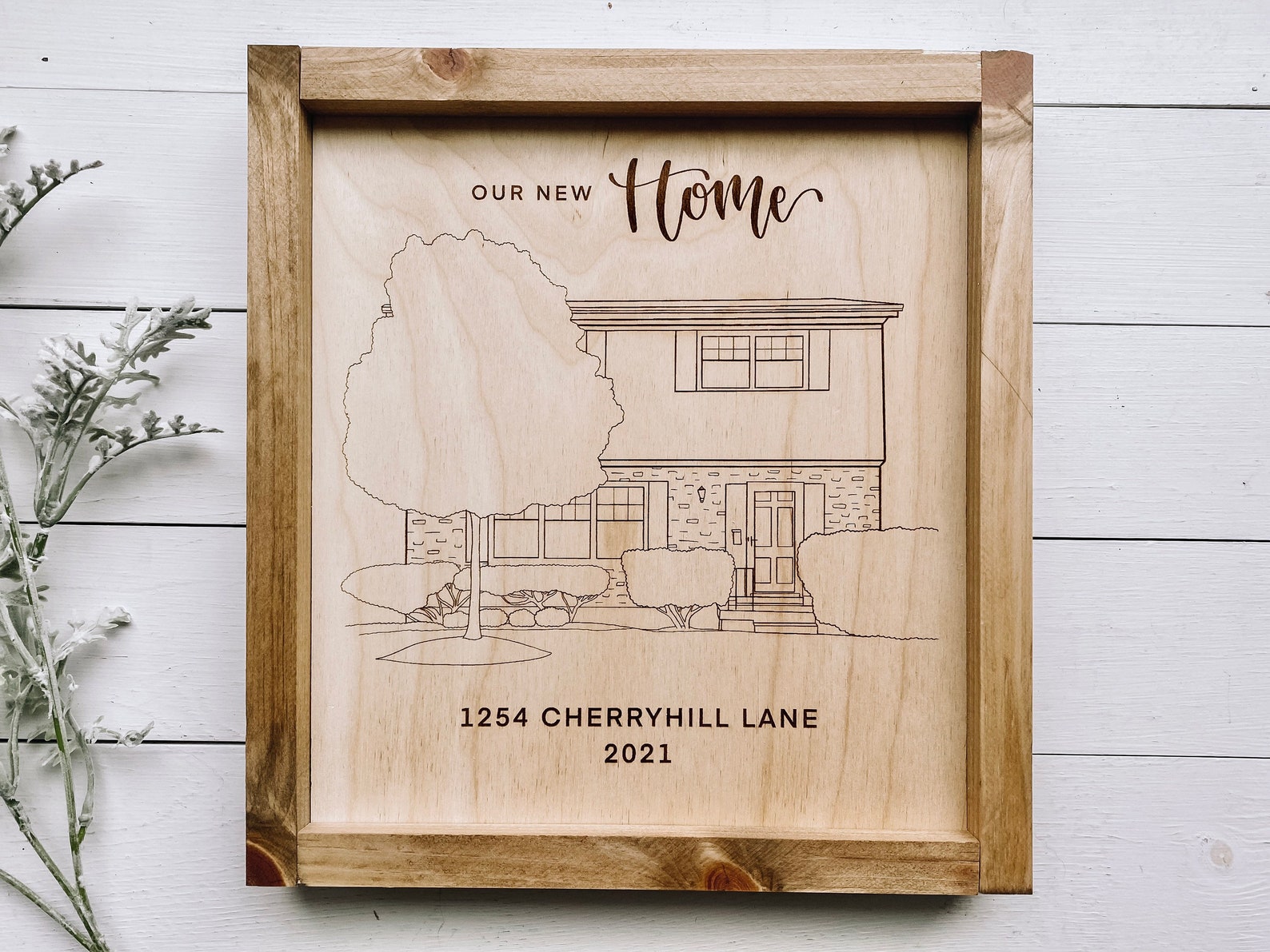 Custom Hand Drawn House Sign Wood Engraved House Portrait | Etsy