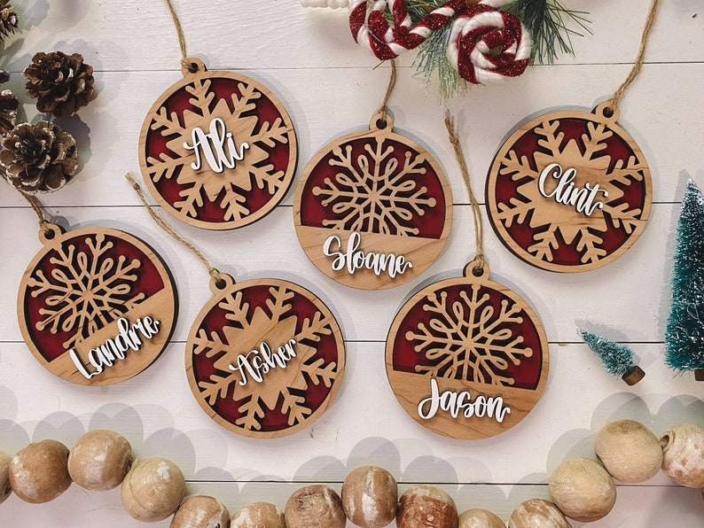 Custom 3D Name Snowflake Ornament - Snowflake Christmas Ornament ...