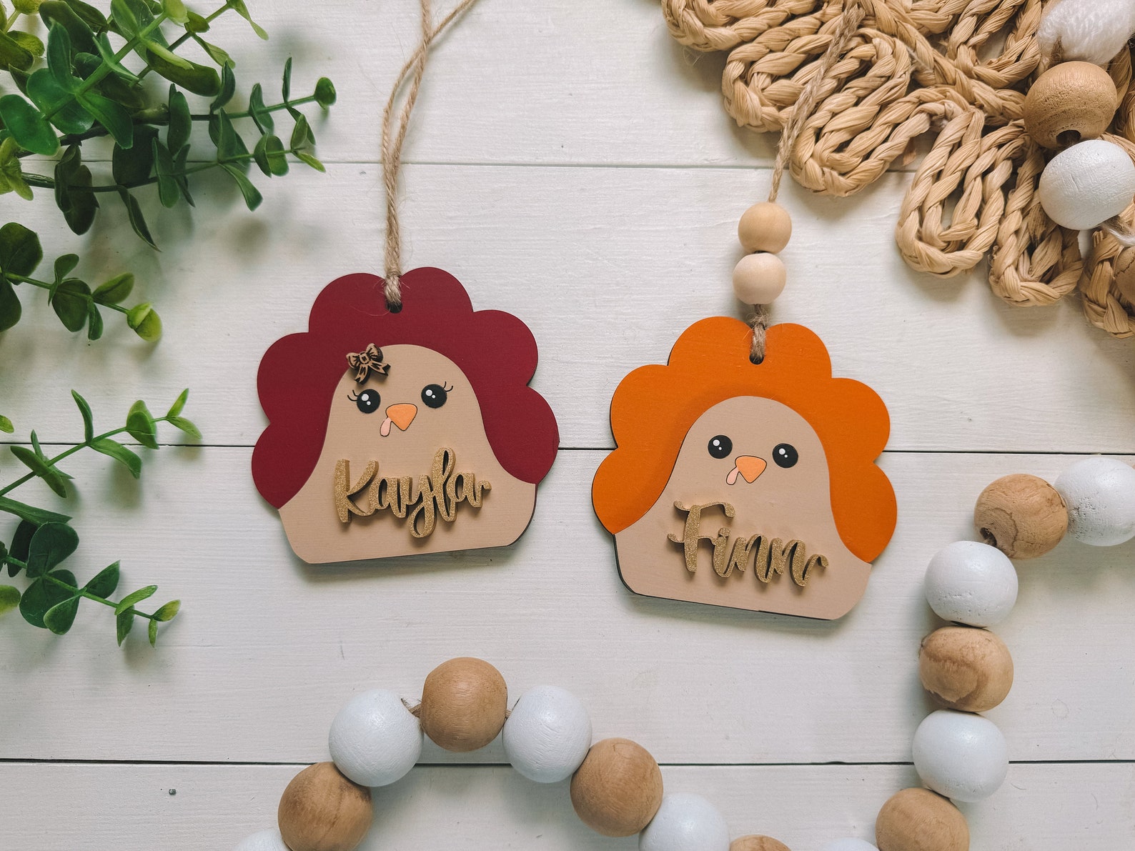 Custom Turkey Name Tags - 3D Wooden Laser Cut Name Tags - Personalized ...