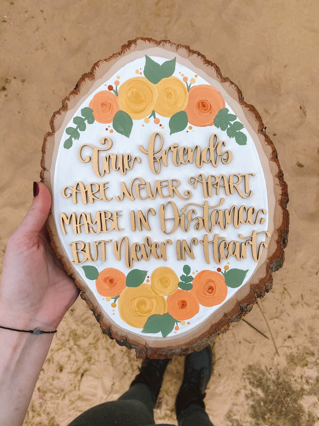 Custom Painted Wood Slice Sign 3D Laser Cut Lettering Nursery Decor ...