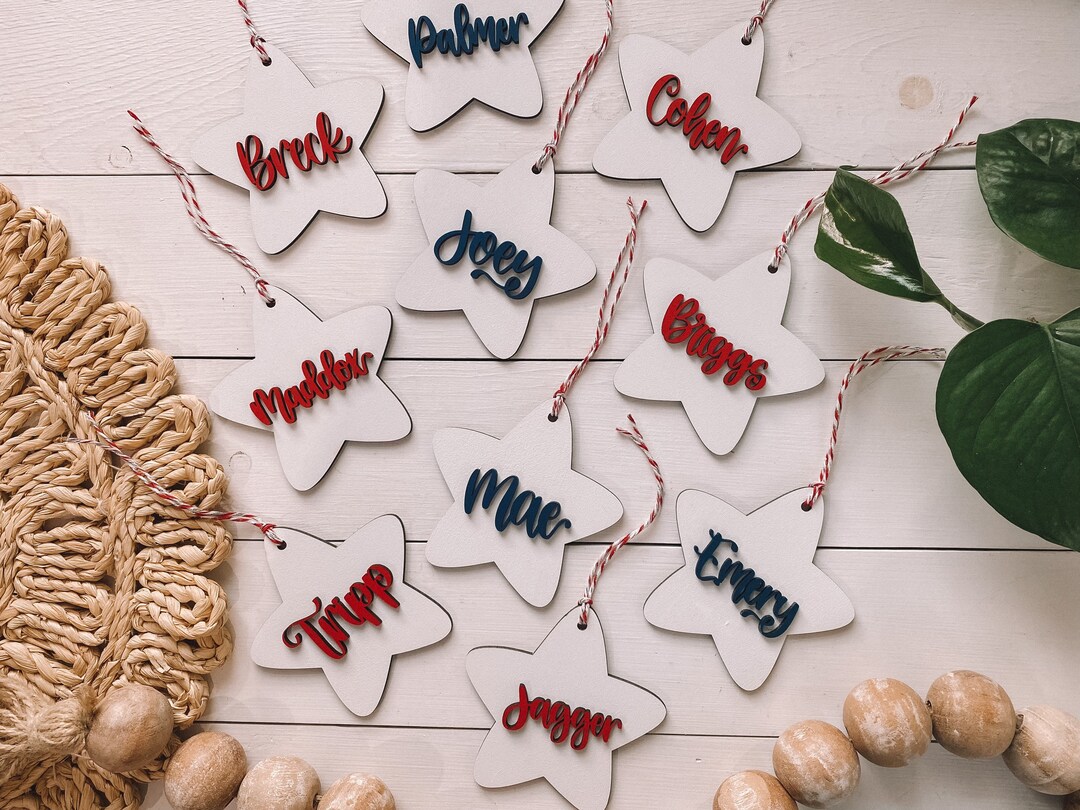 Custom 4th of July Star Name Tags - Laser Cut USA Star Tags - Gift ...
