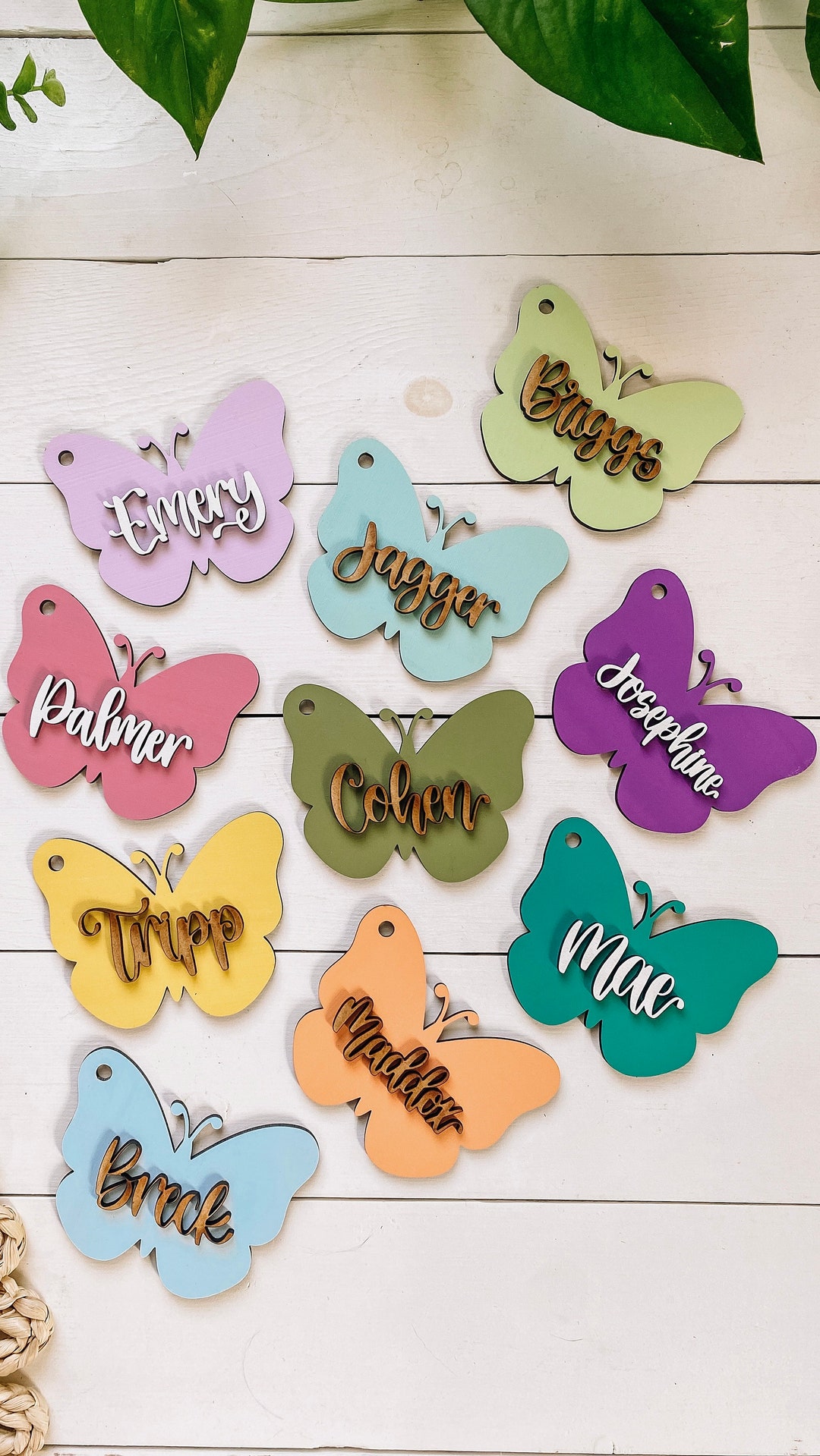 Personalized Butterfly Name Tags - Wooden Butterfly Tag - Easter Name ...