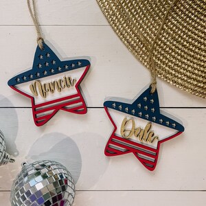 Custom USA Flag Star Name Tags - Laser Cut USA Star Tags - Gift Basket ...