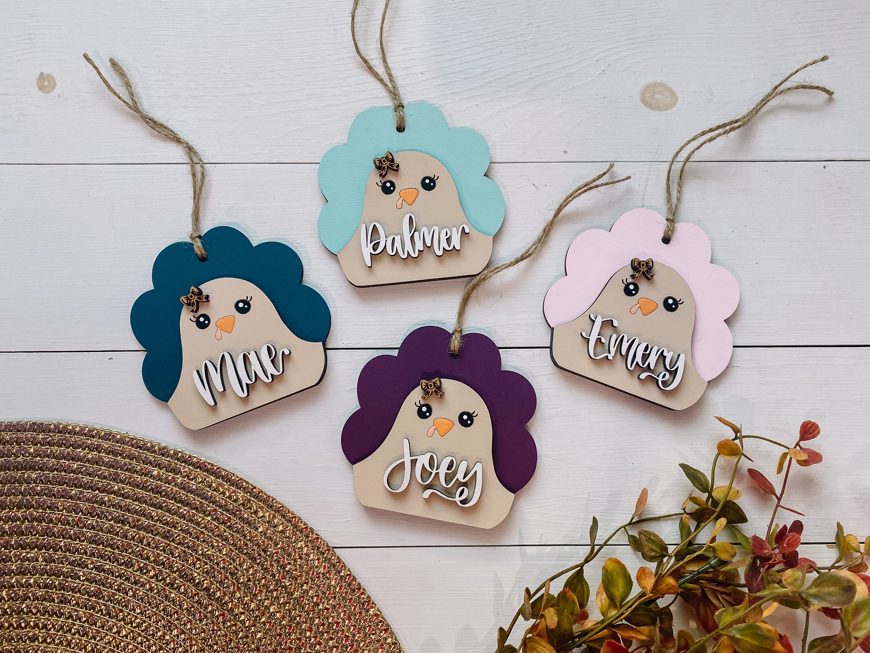 Custom Turkey Name Tags - 3D Wooden Laser Cut Name Tags - Personalized ...