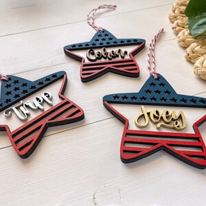 Custom USA Flag Star Name Tags - Laser Cut USA Star Tags - Gift Basket ...