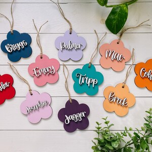 Personalized Flower Name Tags - Wooden Flower Tag - Easter Name Tag ...