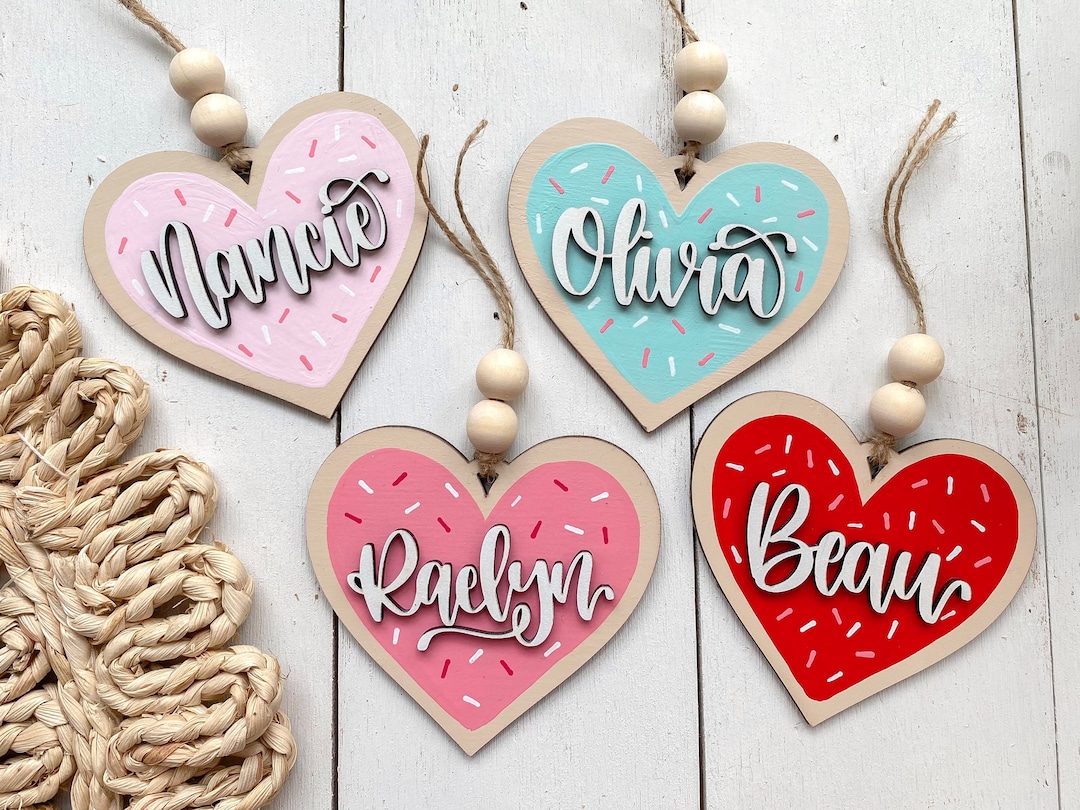 Custom 3D Valentine Heart Cookie Name Tags/gift Tags - 4” Valentines ...