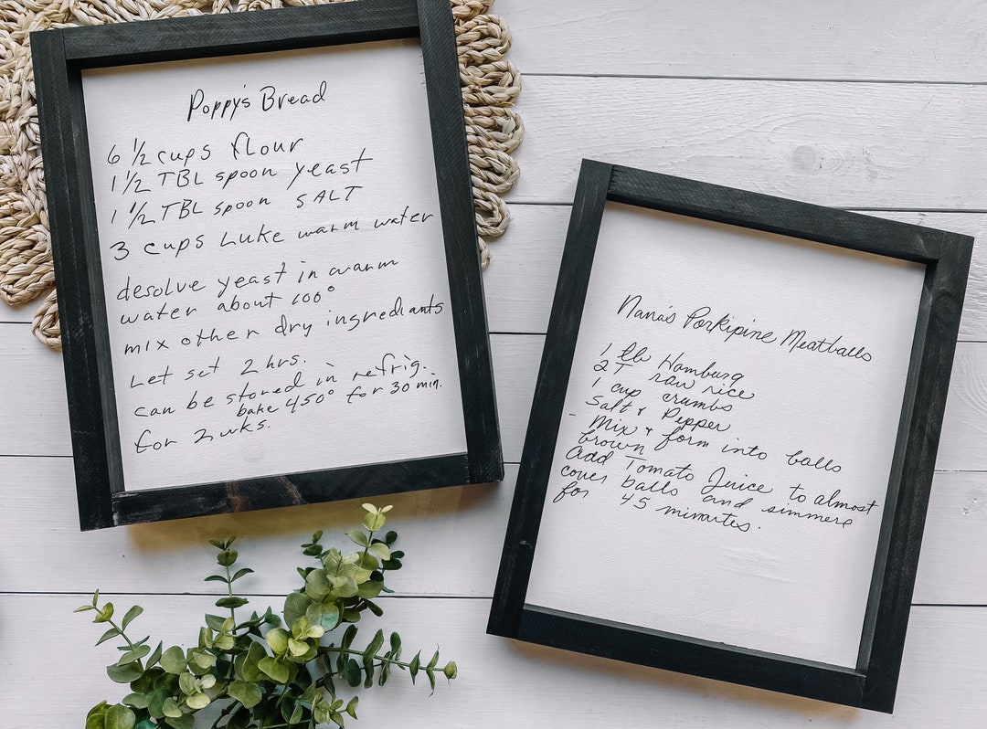 Handwritten Recipe Sign - Laser Engraved Handwriting Sign - Custom ...