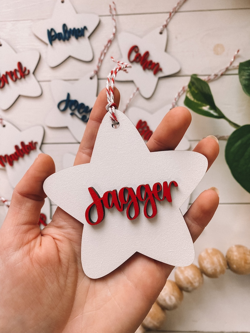 Custom 4th of July Star Name Tags Laser Cut USA Star Tags - Etsy