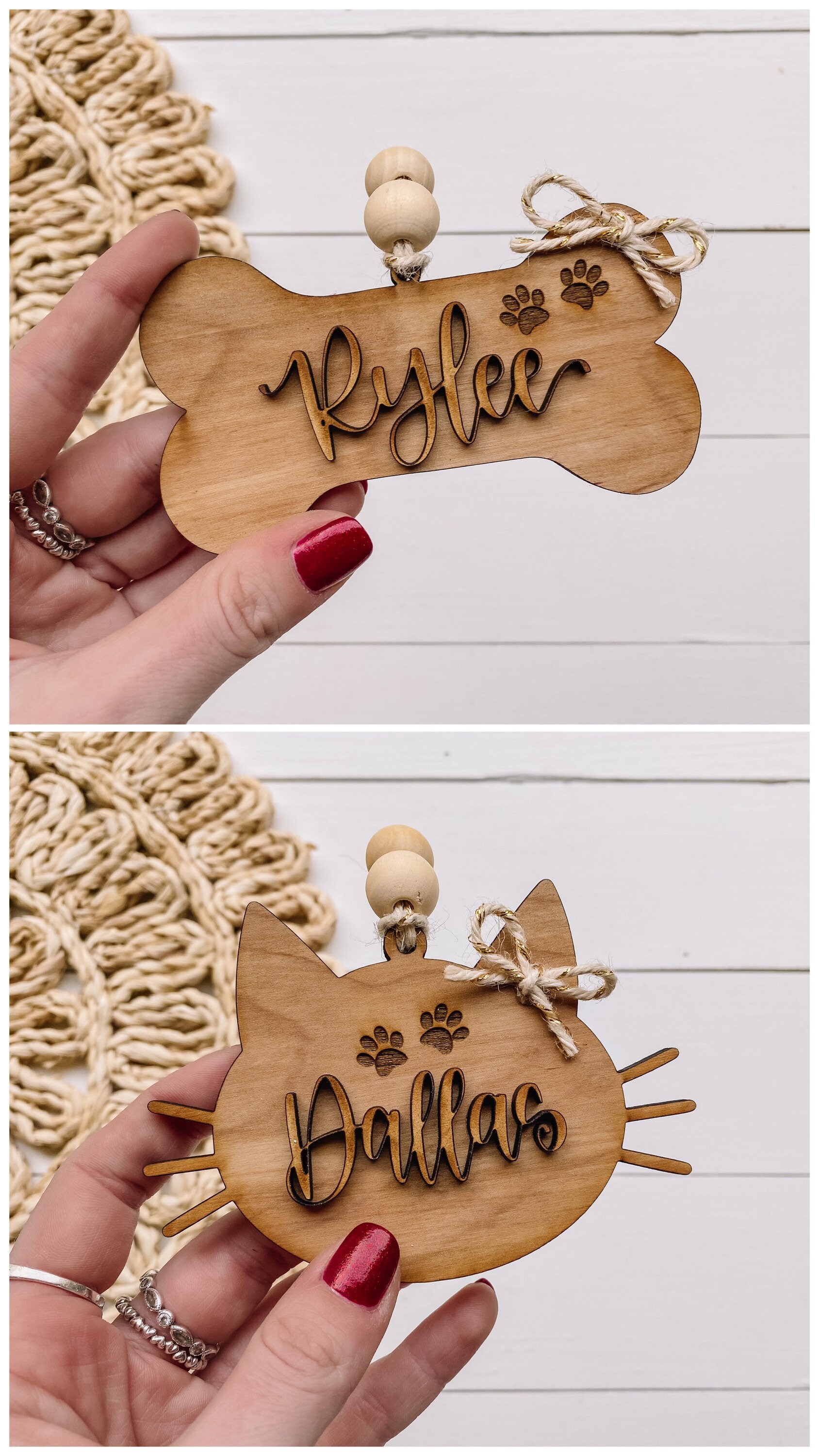 Custom Pet Name Christmas Ornament 4 Wooden Ornament - Etsy