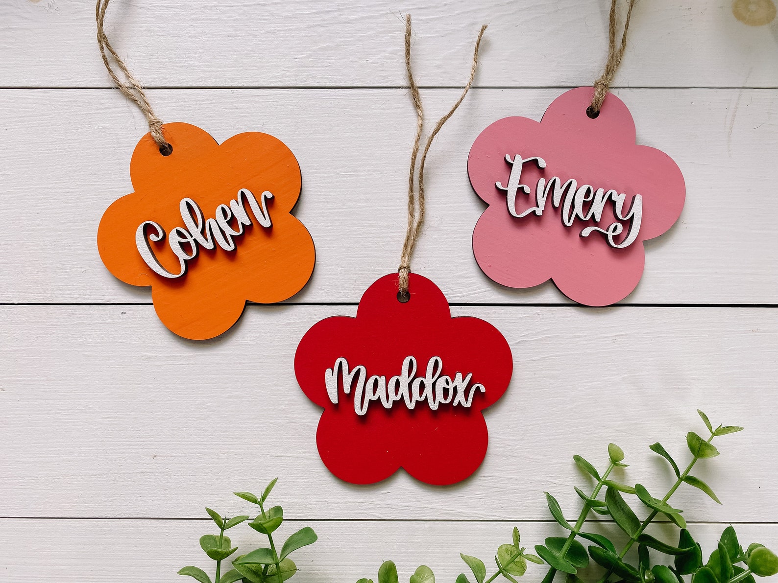 Personalized Flower Name Tags - Wooden Flower Tag - Easter Name Tag ...