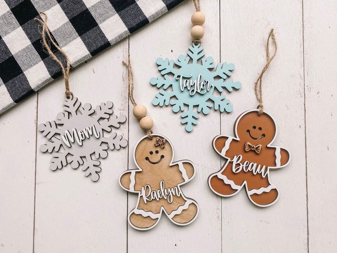 Custom 3D Gingerbread/snowflake Stocking Tags/gift Tags - 4” Christmas ...