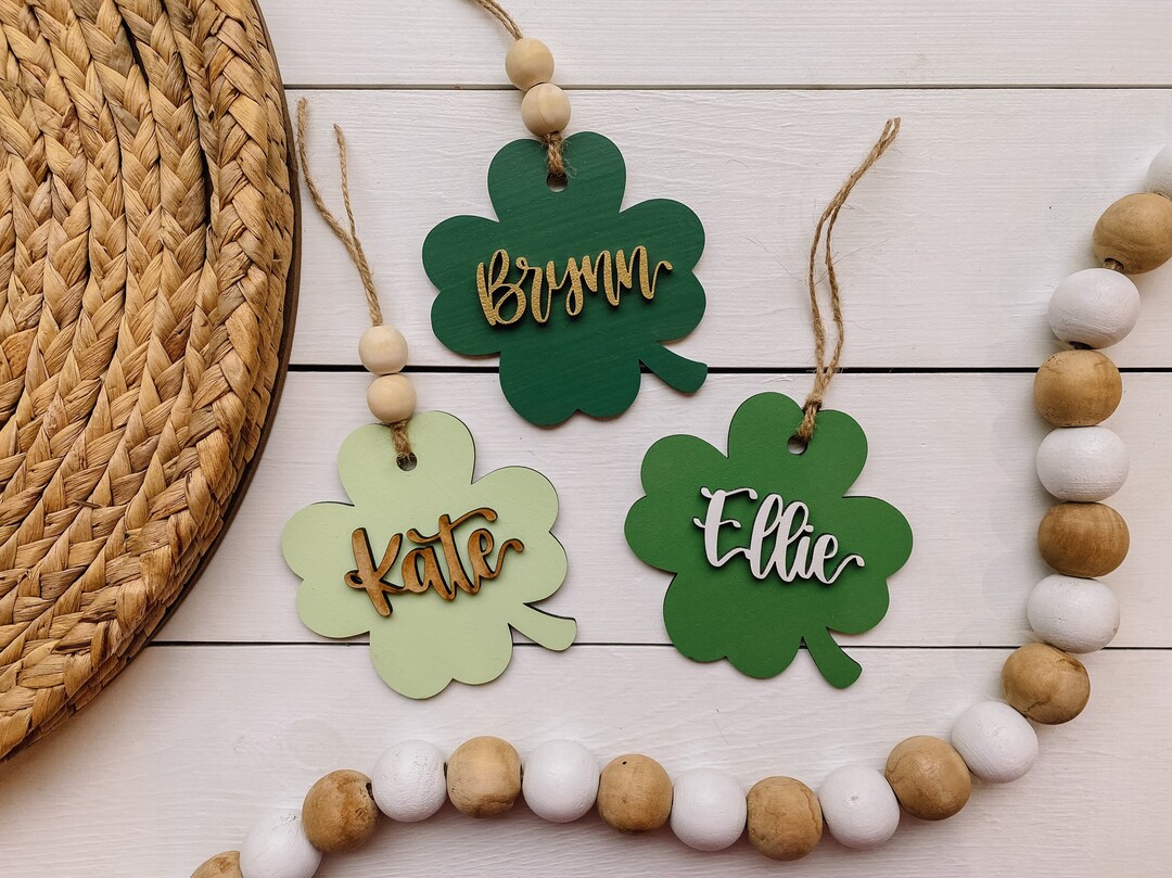 Personalized St. Patrick’s Day Tags - Wooden Laser Cut Name Tags - 4 ...