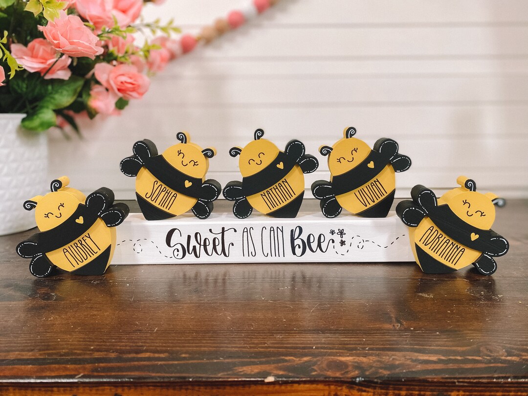 Personalized Bee Block - Wooden Bee Family - Valentines Day Bees ...