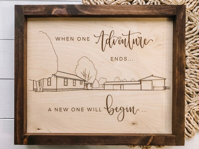 Custom Hand Drawn House Sign Wood Engraved House Portrait - Etsy