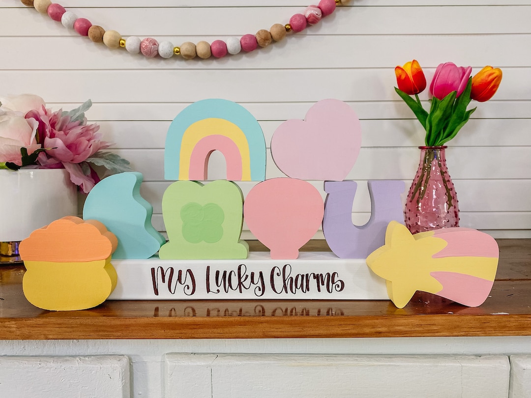 Personalized Lucky Charm Wooden Blocks - Wooden Laser Cut Blocks - St ...