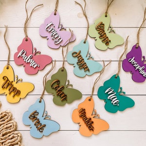 Personalized Butterfly Name Tags - Wooden Butterfly Tag - Easter Name ...