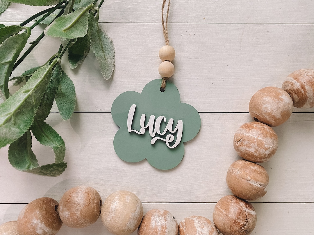 Personalized Flower Name Tags - Wooden Flower Tag - Easter Name Tag ...