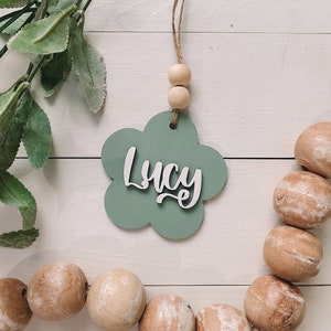 Personalized Flower Name Tags - Wooden Flower Tag - Easter Name Tag ...